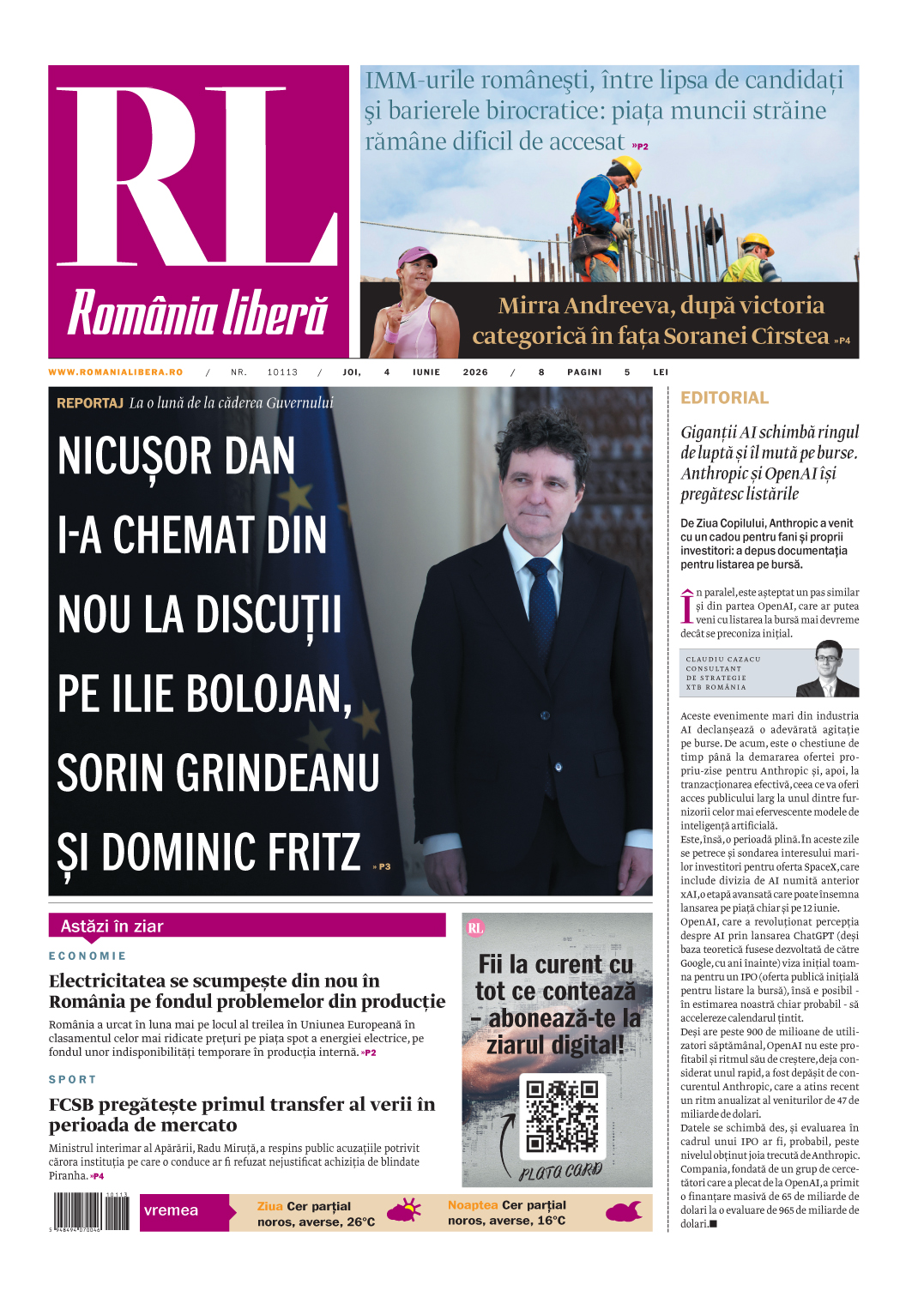 4 Iunie 2026 - România Liberă